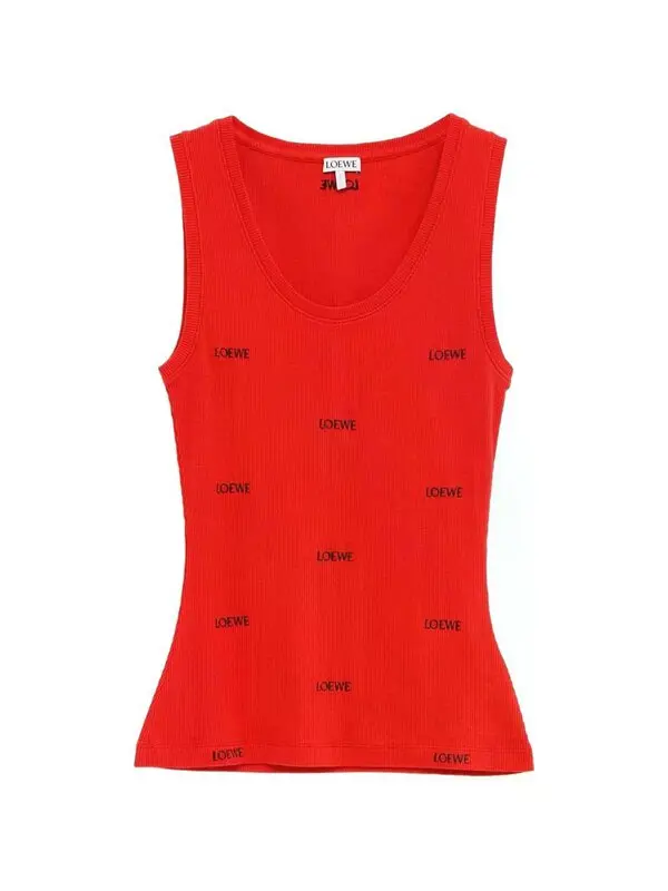 Loewe Logo Embroidered Ribbed Knit Tank Top