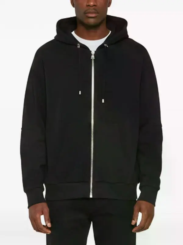 Balmain Logo Embossed Zip-up Hoodie