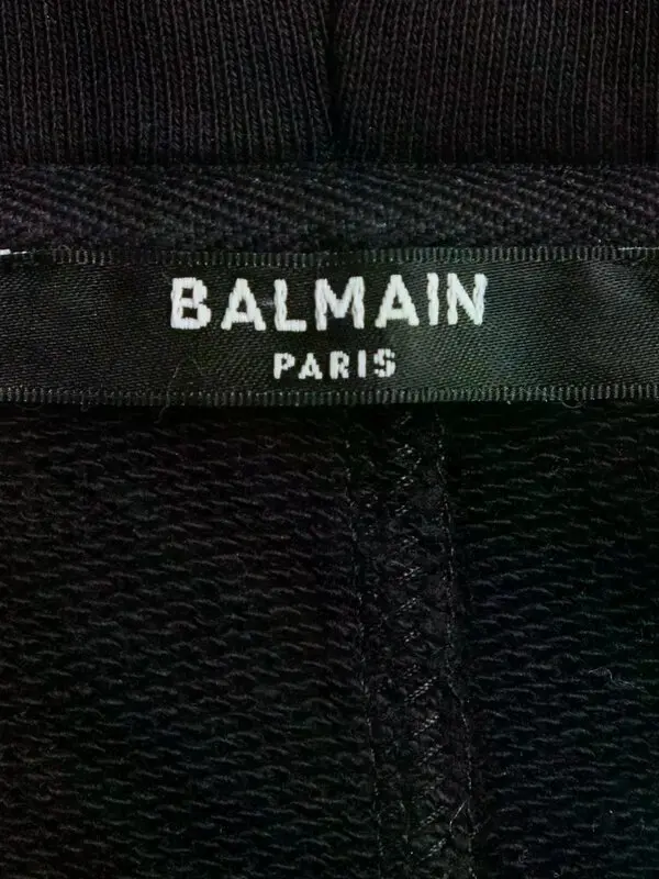 Balmain Logo Embossed Zip-up Hoodie