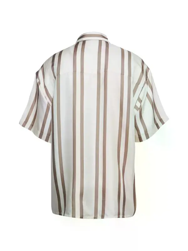 John Elliott Striped Short-sleeved Silk Shirt