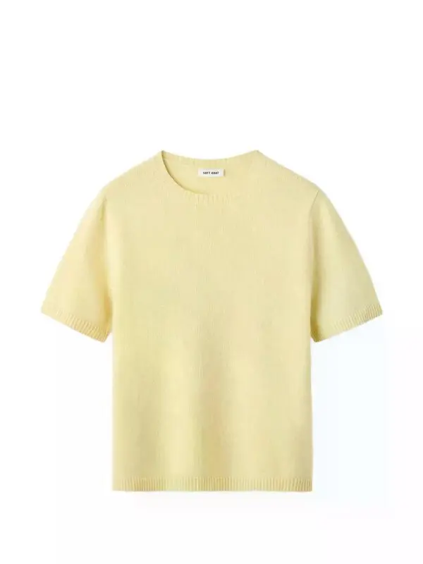 Soft Goat Short Sleeve Knitted Sweater - Yellow