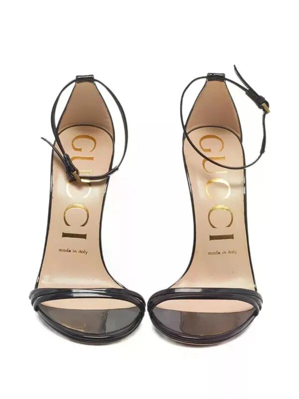 Gucci Patent Leather Ankle Strap Stiletto Sandals