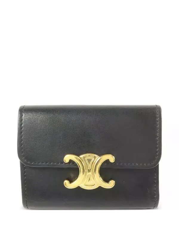 Celine Triomphe Tri-fold Calfskin Wallet - Black
