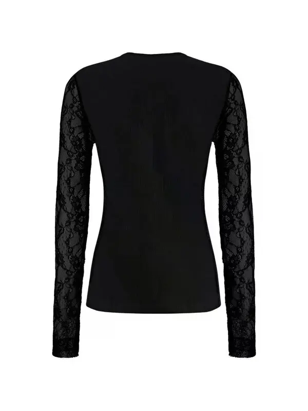 Pinko Lace-sleeve Ribbed Top