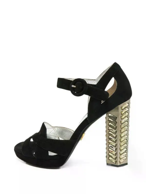 Prada Suede Crystal-embellished Heeled Sandals