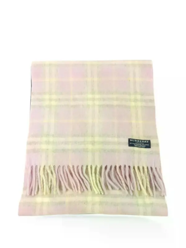 Burberry Check-print Fringed Scarf - Pink