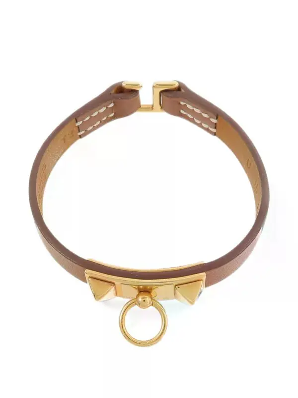 Hermès Rivale Mini Leather Bracelet With -tone Hardware - Gold