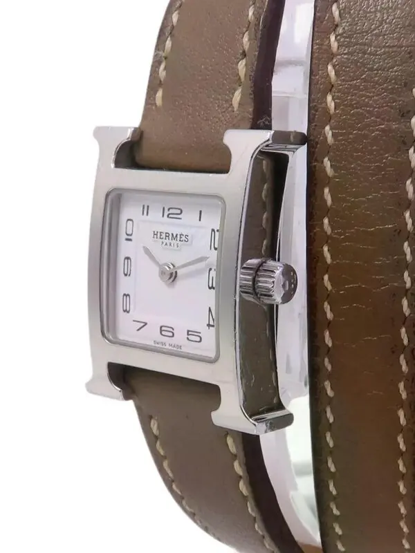 Hermès Heure H 17mm Watch With Dial And Leather Strap - White