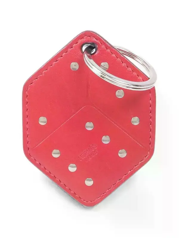 Hermès Leather Dice Charm With Silver-tone Studs
