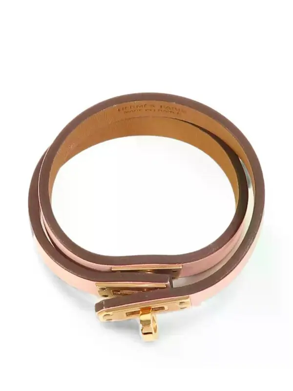 Hermès Mini Kelly Double Tour Bracelet In Calfskin Leather With -plated Hardware - Gold