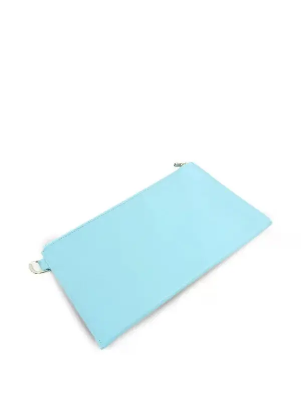 Longchamp Leather Clutch Bag With Silver-tone Hardware