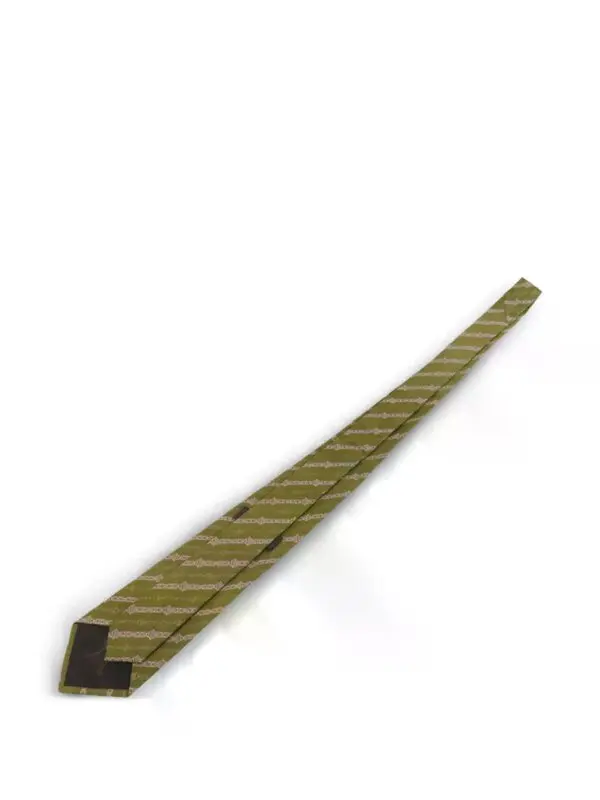 Celine Khaki Silk Printed Tie