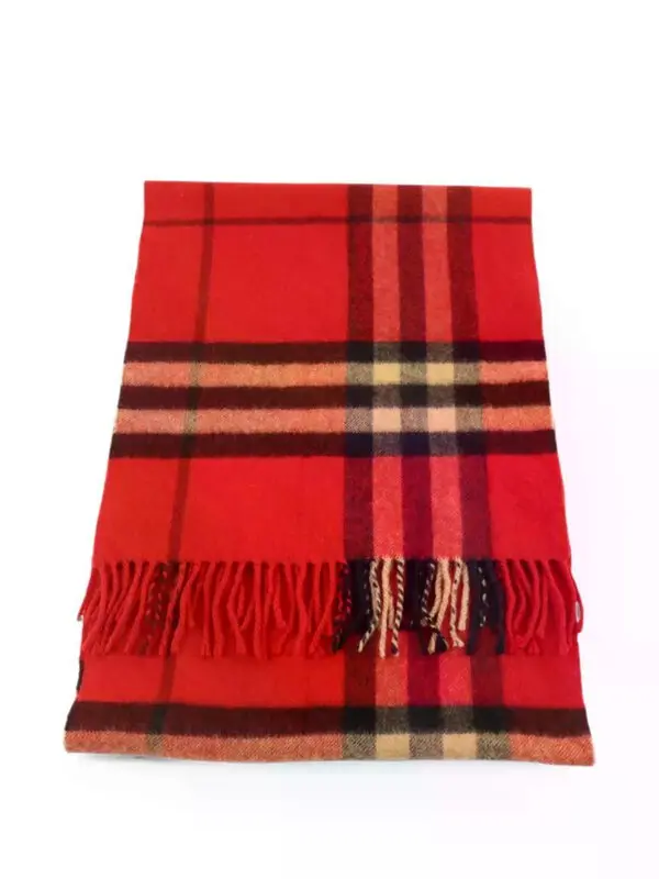 Burberry Check-pattern Fringed Scarf - Red