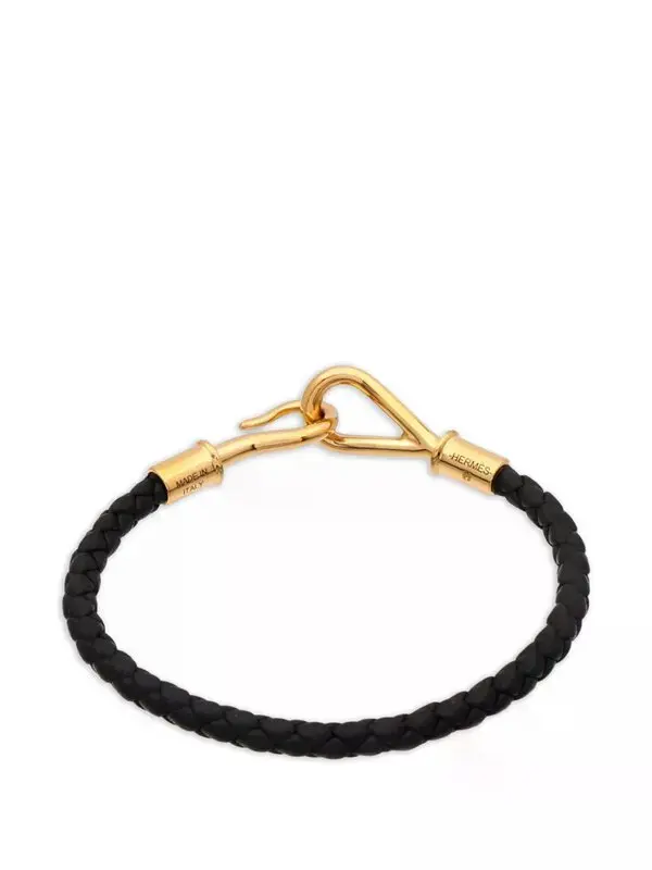 Hermès Jumbo H Braided Leather Bracelet