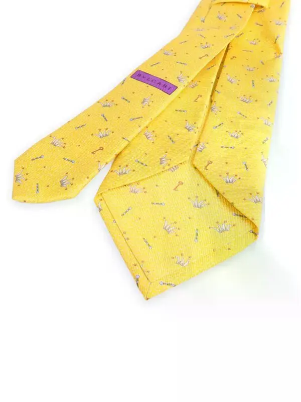 BVLGARI Seven Fold Crown-print Neck Tie