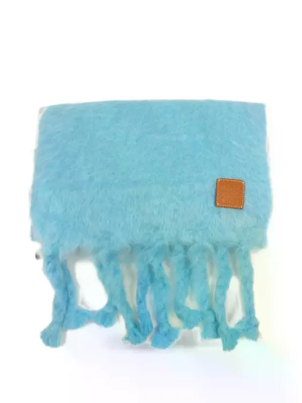 Loewe Anagram Patch Tasselled Scarf - Blue