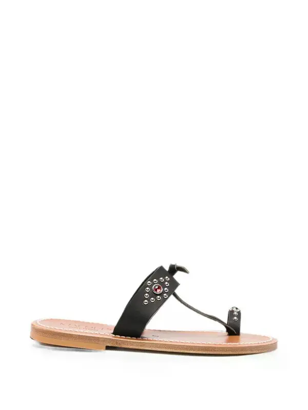 K.JACQUES Embellished Toe-strap Flat Sandals - Black