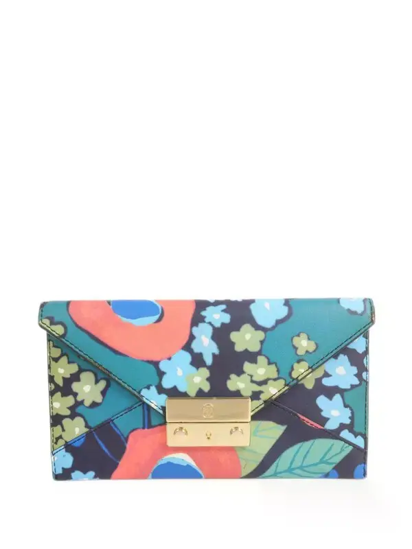 Tory Burch Juliette Floral-print Envelope Wallet - Blue
