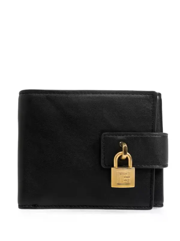Balmain Logo-padlock Calf Leather Wallet - Black