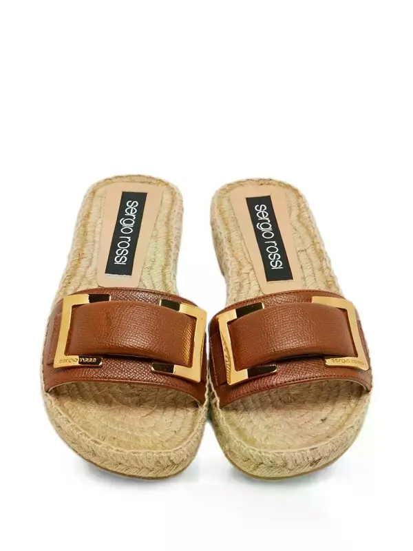 SERGIO ROSSI Buckled Flat Slide Espadrilles