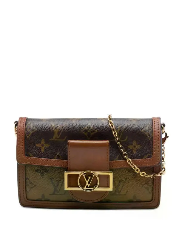 LOUIS VUITTON Monogram Reverse Dauphine Wallet On Chain Crossbody Bag - Brown