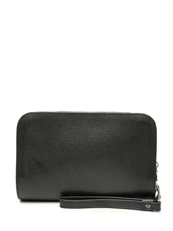 LOUIS VUITTON Taiga Leather Pochette Baikal Clutch Bag - Black