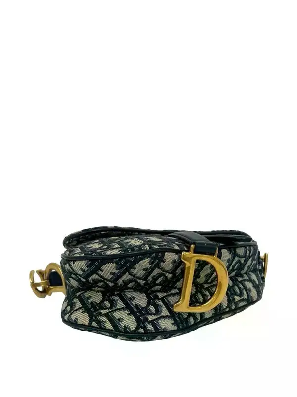 Dior 2010-2026 Mini Oblique Canvas Saddle Bag Satchel - Blue