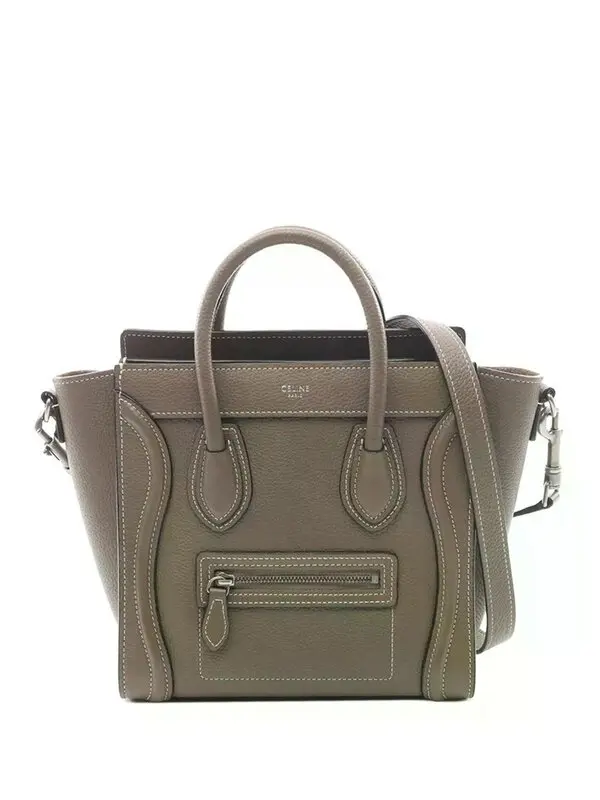 Celine Leather Luggage Tote Satchel - Grey