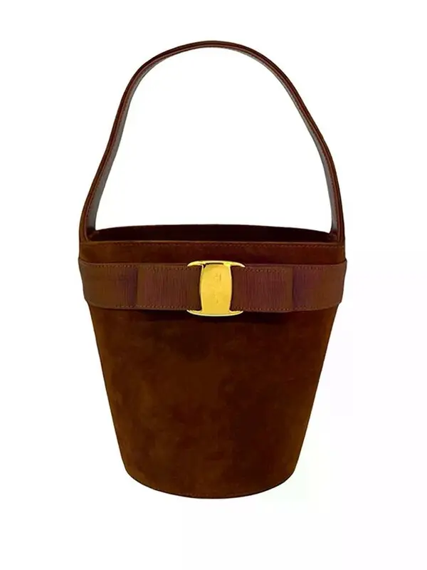 FERRAGAMO Vara Suede Bucket Bag