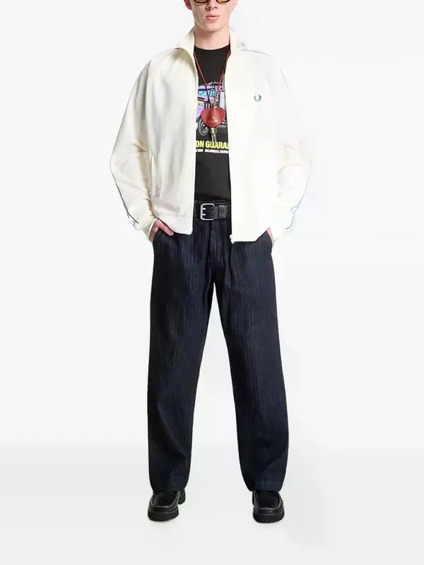 Fred Perry Track Jacket With Embroidered Logo And Tape Detail