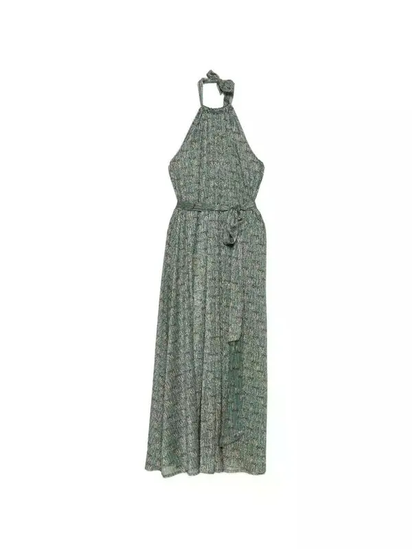 SIYU Halterneck Tie-belt Maxi Dress