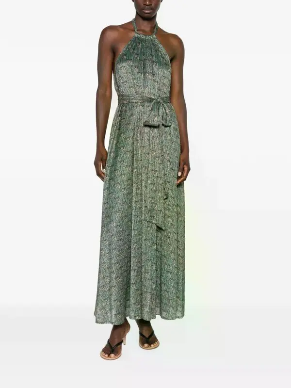 SIYU Halterneck Tie-belt Maxi Dress