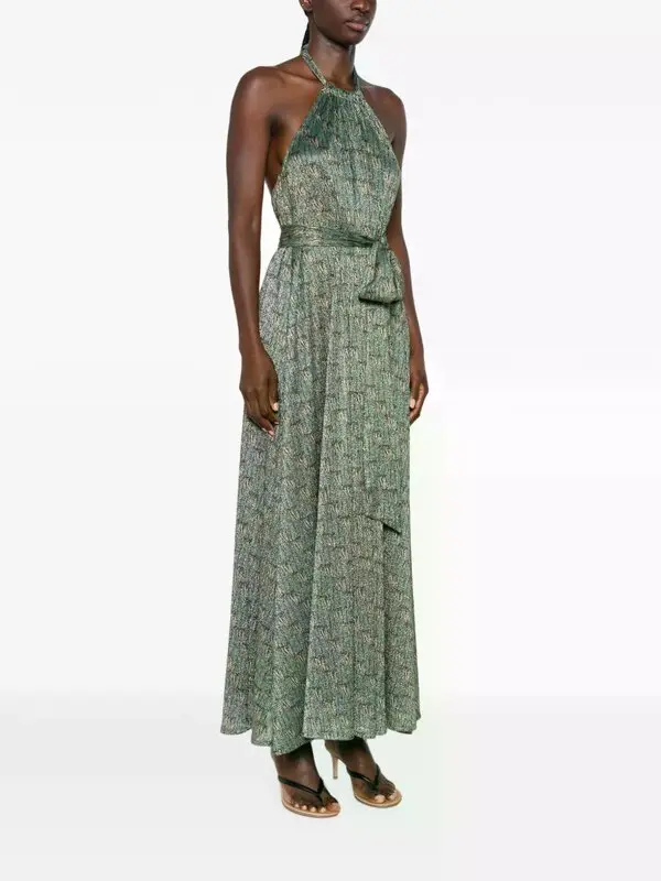 SIYU Halterneck Tie-belt Maxi Dress