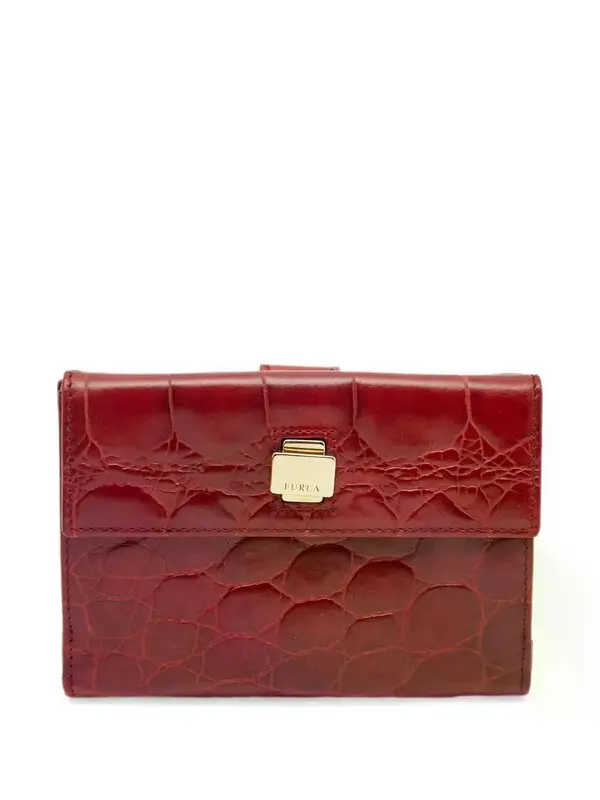 Furla Croc-embossed Leather Wallet - Red