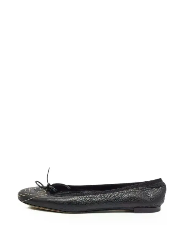Gucci Leather Interlocking Gg Bow Ballet Flats