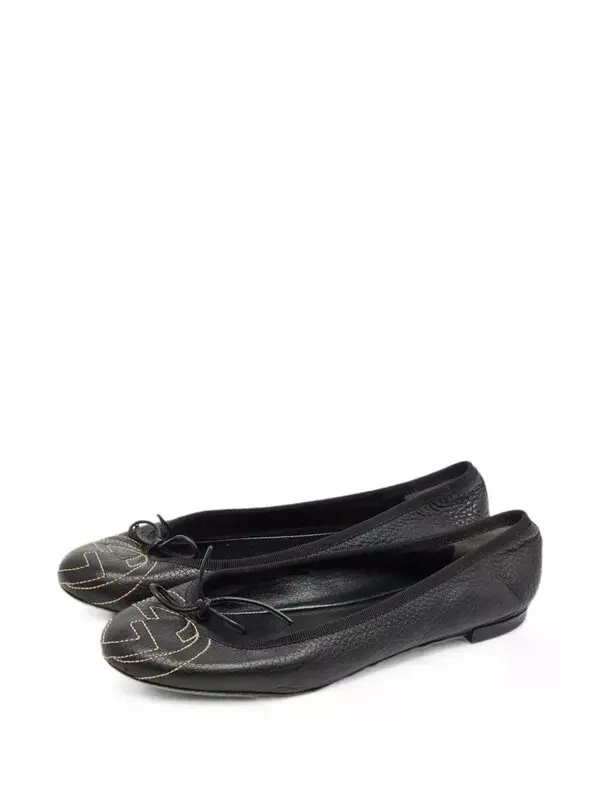 Gucci Leather Interlocking Gg Bow Ballet Flats