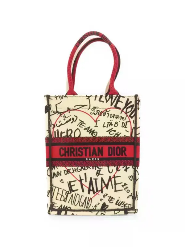 Dior Graffiti Print Vertical Tote Bag