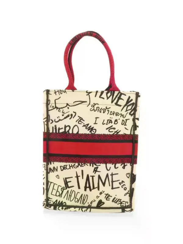 Dior Graffiti Print Vertical Tote Bag