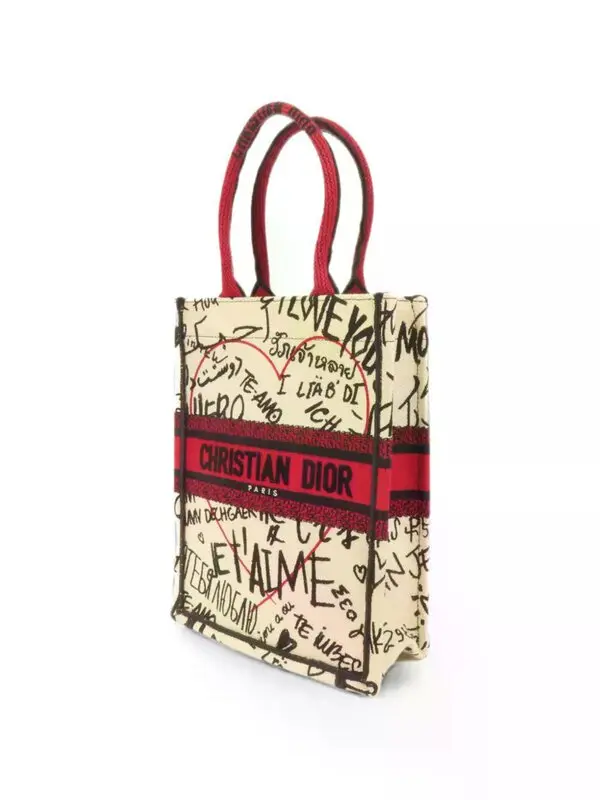 Dior Graffiti Print Vertical Tote Bag