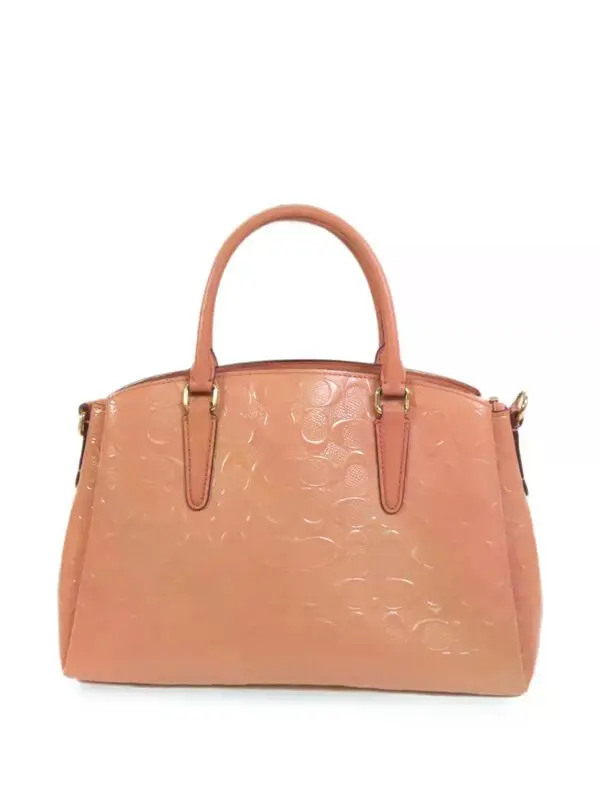 COACH VINTAGE Embossed Logo Pattern Patent Leather Tote Bag