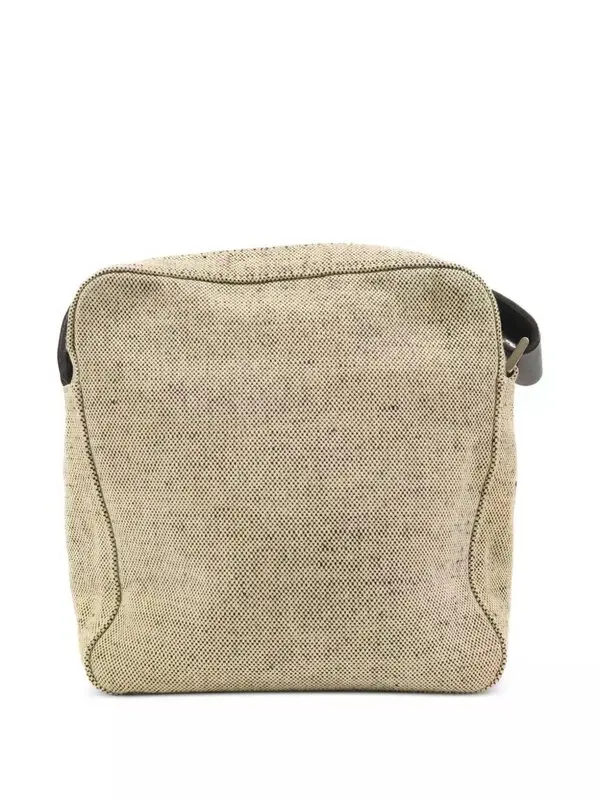 Prada Logo Patch Canvas Shoulder Bag