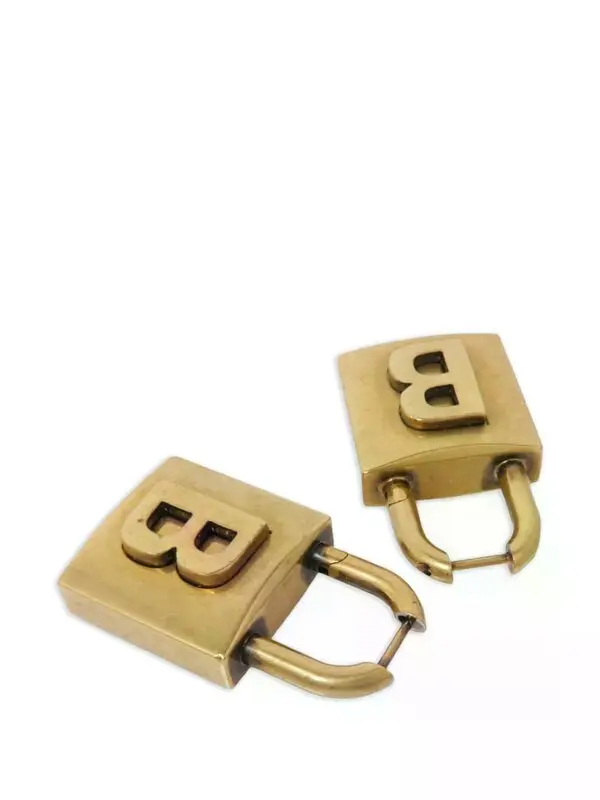 Balenciaga Tone Padlock B-logo Earrings - Gold