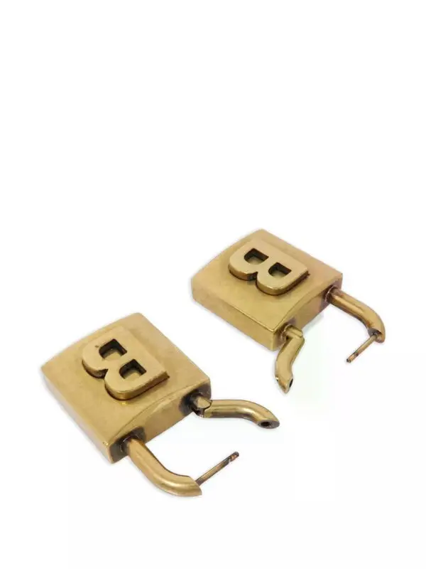 Balenciaga Tone Padlock B-logo Earrings