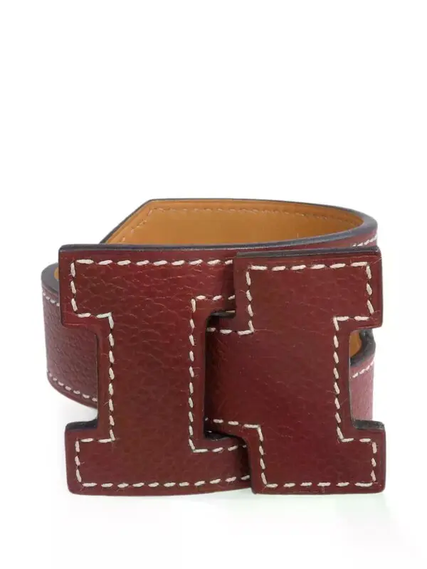 Hermès Red Evercolor Leather Wrap Bracelet With H Logo Buckle - Brown