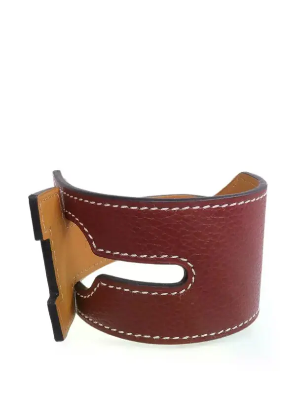 Hermès Red Evercolor Leather Wrap Bracelet With H Logo Buckle