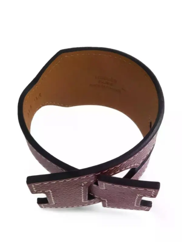 Hermès Red Evercolor Leather Wrap Bracelet With H Logo Buckle