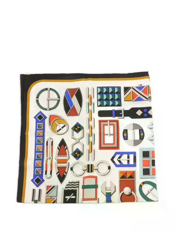 Hermès Carré En Boucles Silk Scarf - White