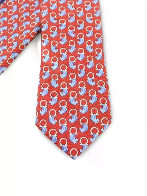 FERRAGAMO Gancini Animal-print Silk Tie