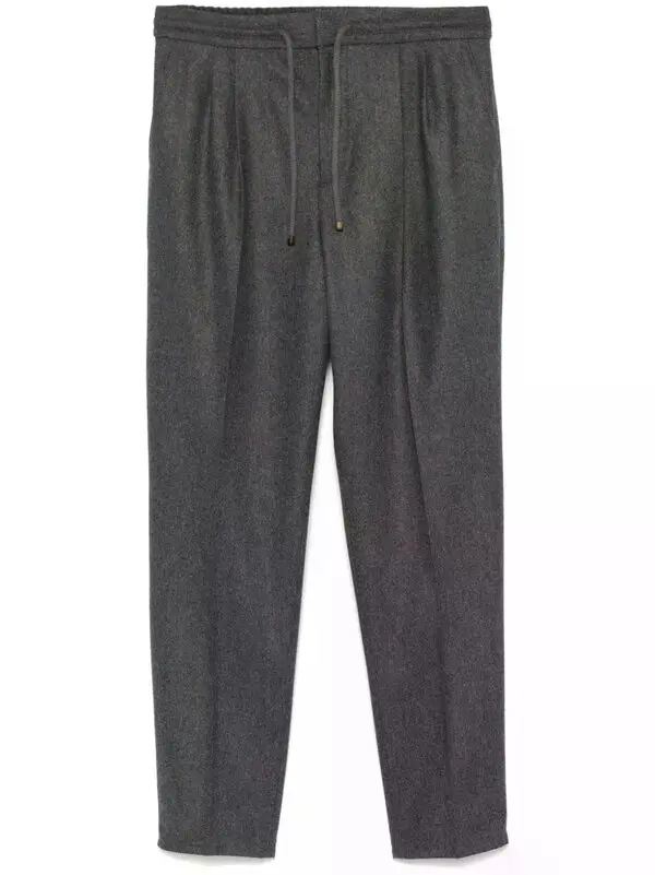 Brunello Cucinelli Virgin Wool Flannel Pleated Trousers - Grey