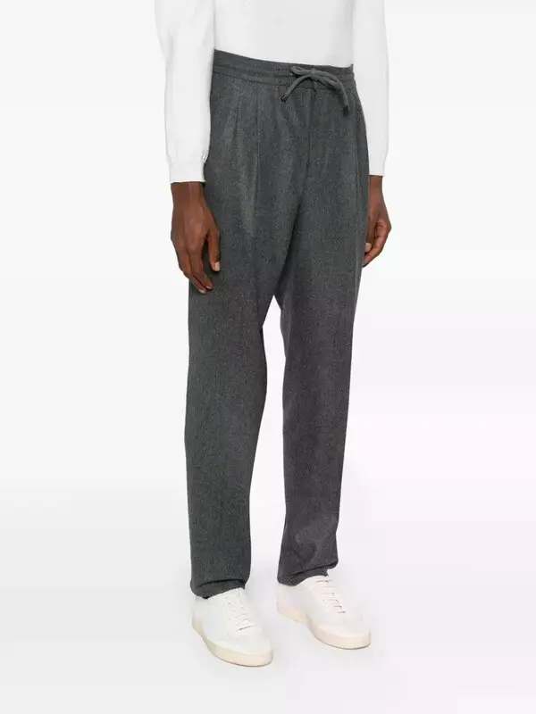 Brunello Cucinelli Virgin Wool Flannel Pleated Trousers - Grey